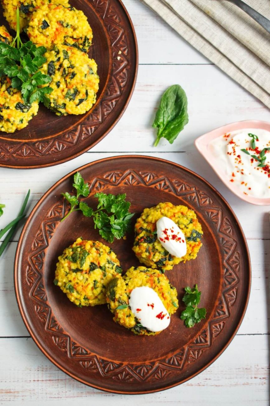 Millet Cakes with Carrots & Spinach Recipe - Cook.me Recipes