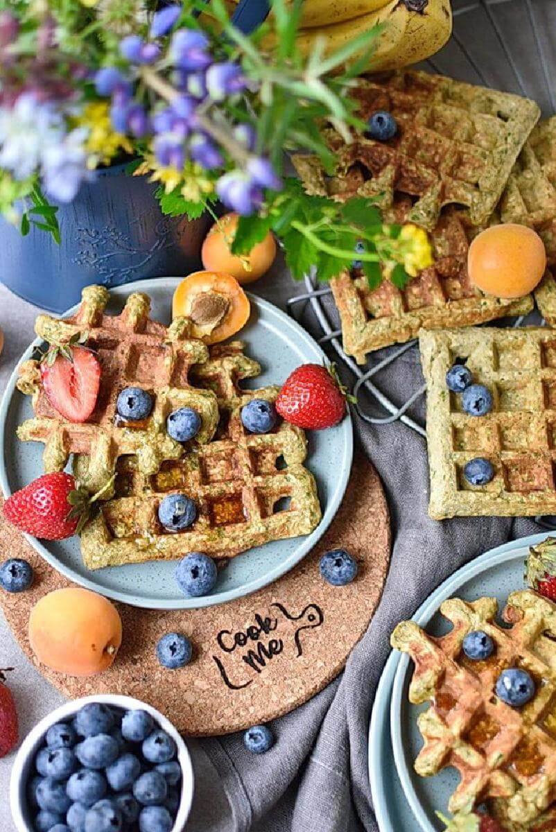 Green Oatmeal Spinach Waffles Recipe - Easy Step-by-Step Guide | COOK.ME