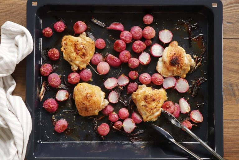 Roasted Chicken Thighs & Radishes Recipe - Cook.me Recipes