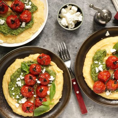 Polenta with Pesto and Roasted Tomatoes Recipe - Cook.me Recipes