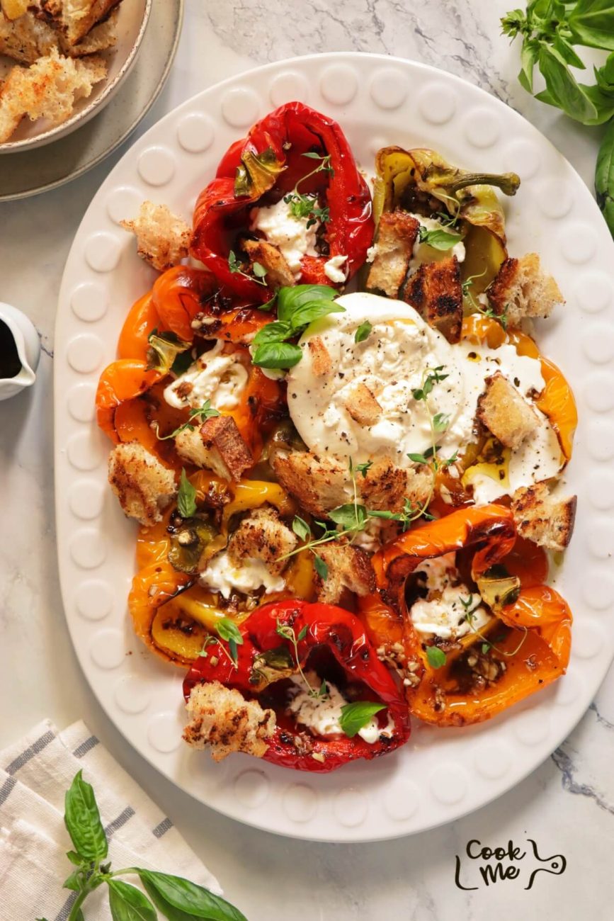 Roasted Bell Peppers with Burrata Recipe - Cook.me Recipes
