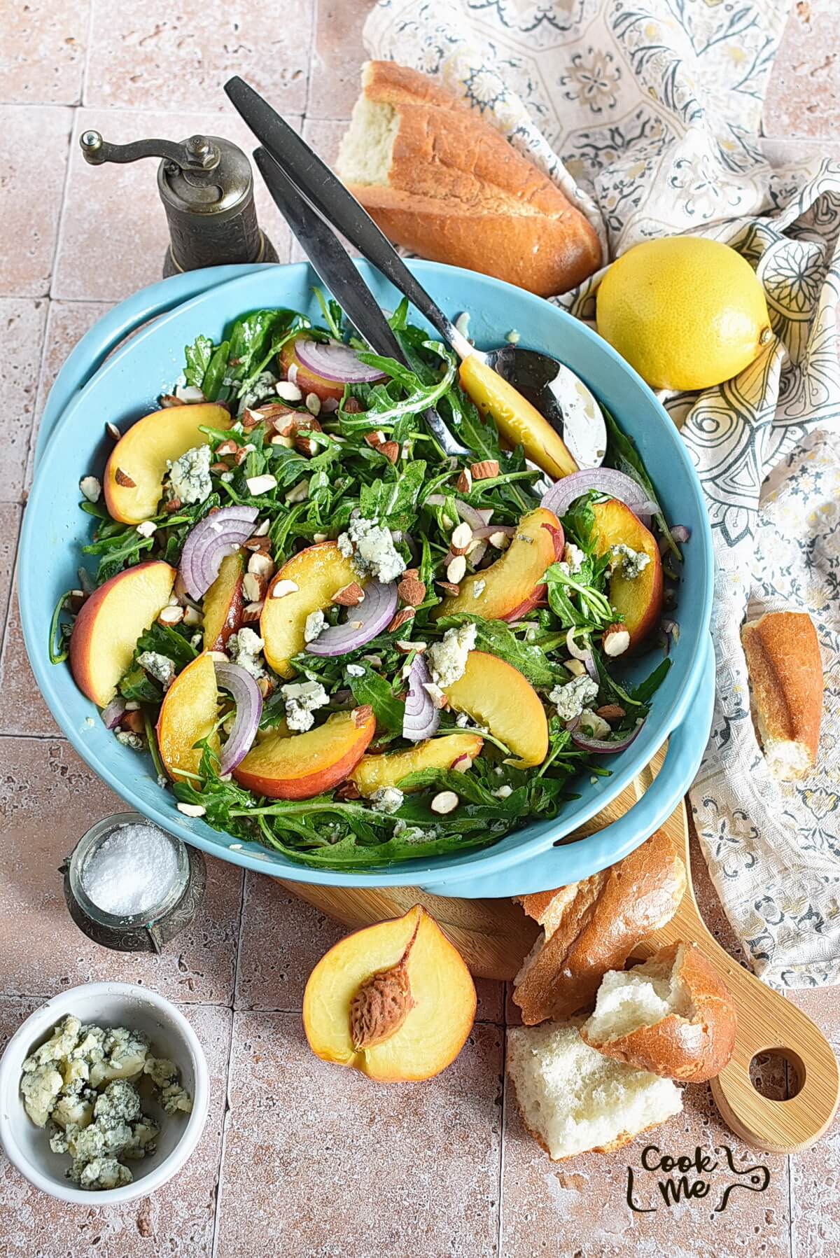 Peach, Arugula, and Blue Cheese Salad Recipe - Easy Step-by-Step Guide ...